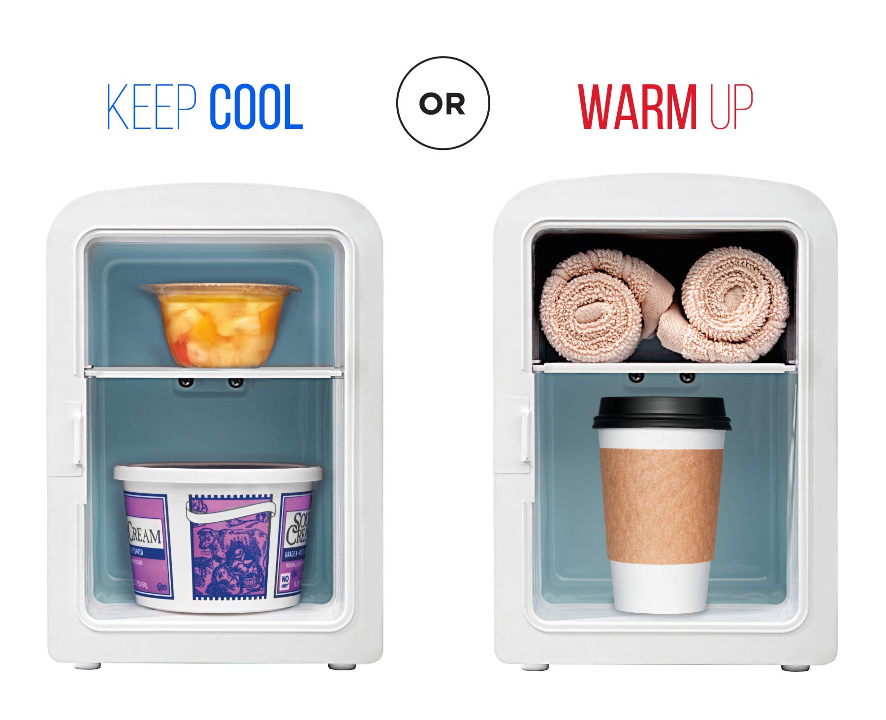Chefman - Iceman Mirrored Beauty Fridge With LED Lighting, 6L Portable White Mini Refrigerator, Skin Care, Makeup Storage, Chill Cosmetics & Face Masks, Small For Desktop Or Travel, Cool & Heat