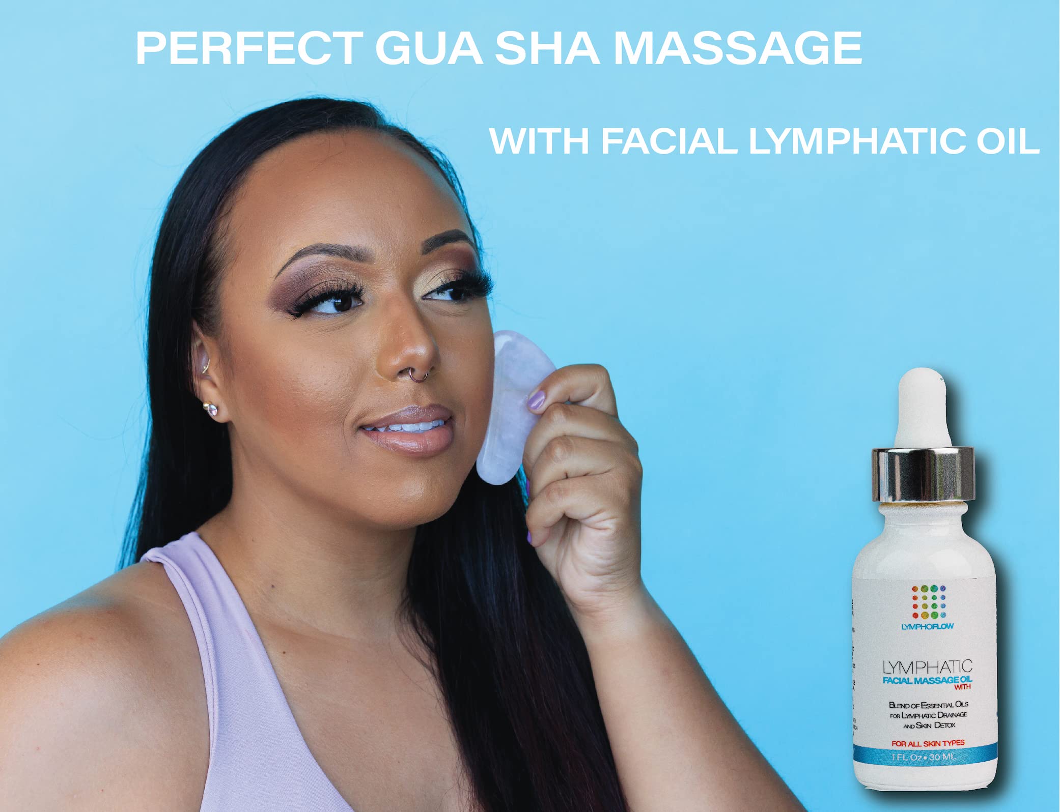 Facial Lymphatic Drainage Oil for Gua Sha Facial Tools, Lymphatic Drainage Massager Face with Jojoba & Coconut Oil, Use with Face Roller, Jade Roller, Guasha Tool for Face & Neck, 1 Fl Oz