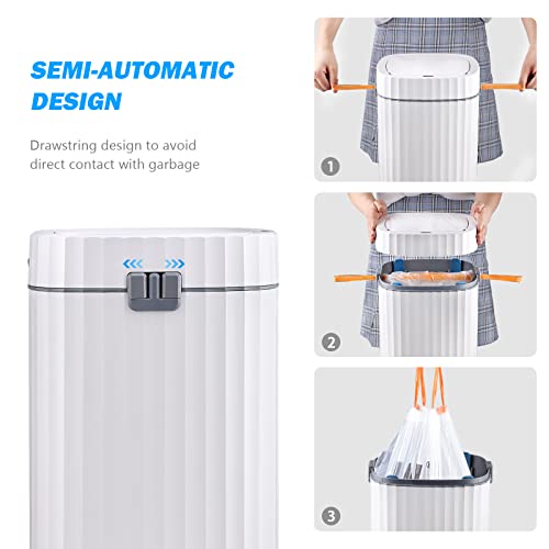 ELPHECO 4 Gallon Automatic Trash Can with Lid, 15.5 L Waterproof Motion Sensor Bathroom Trash Can, Sensor Garbage Bin for Bathroom, Office, Grey