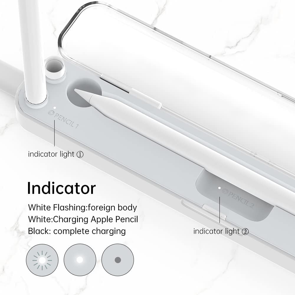 BRIMFORD 2 in 1 Charging Case Compatible with Apple Pencil 2nd & 1st, Magnetic Wireless Charger Dock for Apple Pencil with Adapter Storage Slots, Protective Case for iPad Pencil (Without Battery)