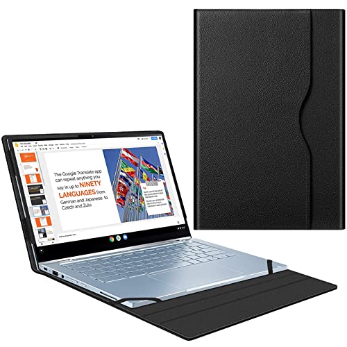 Fintie Sleeve Case for 14" ASUS Chromebook Flip C433TA / ASUS Chromebook C425 / Lenovo Yoga Slim 7 14IIL05 / Dell Latitude 7410 7420 - Premium PU Leather Portfolio Book Cover, Black