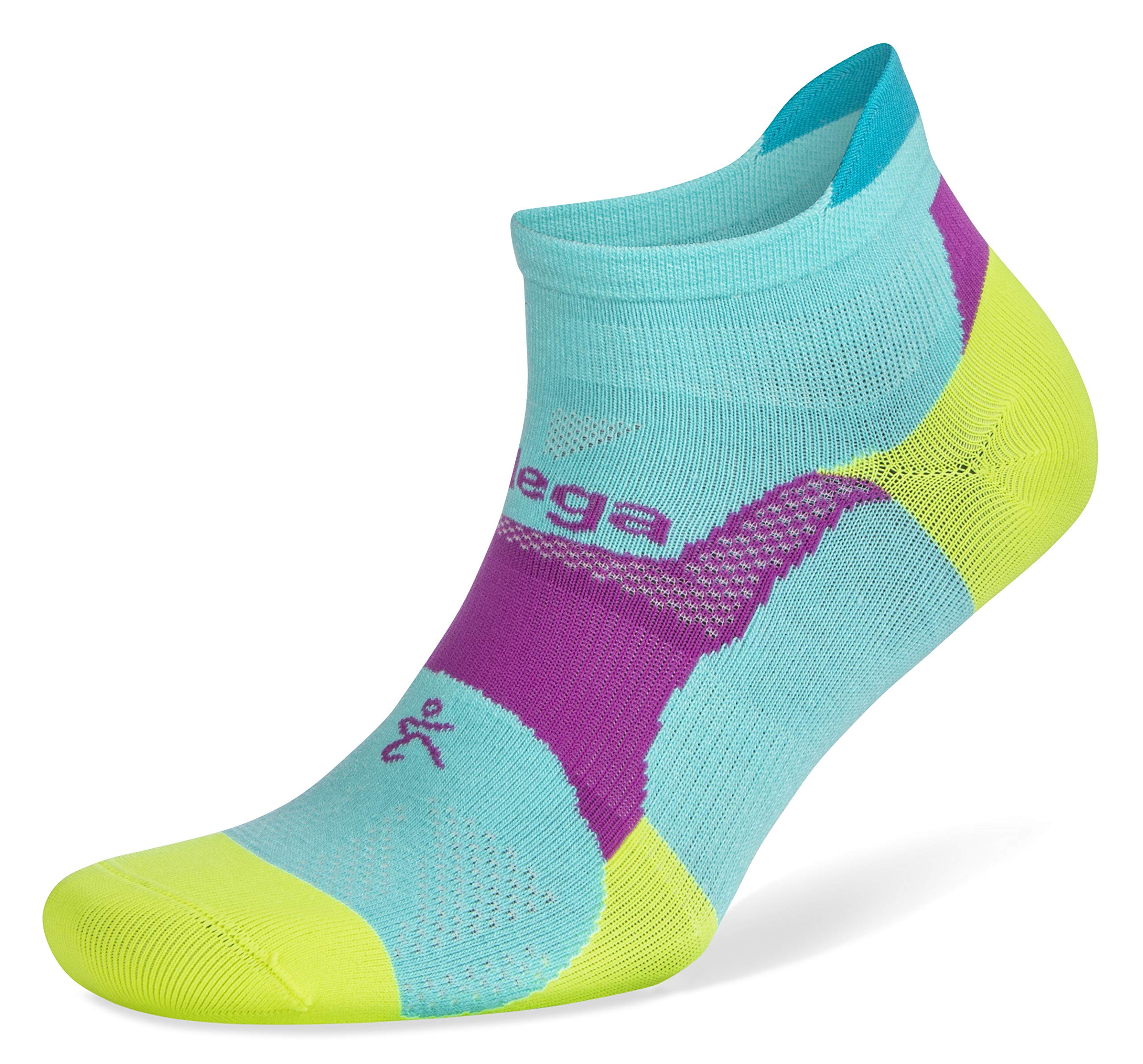 Balega Hidden Dry Moisture Wicking Performance No Show Athletic Running Socks for Men and Women (1 Pair),Neon Aqua/Neon Lime, Large