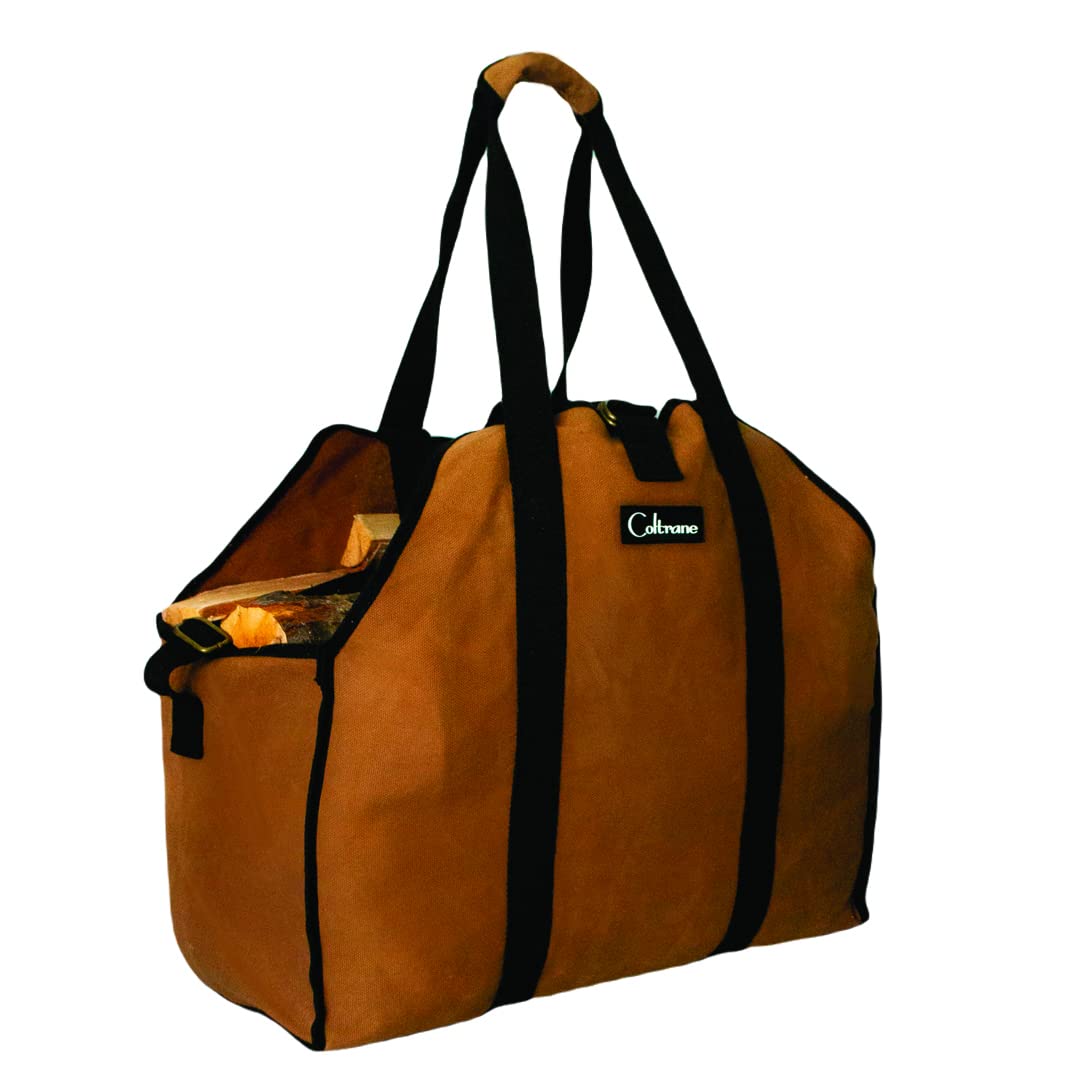 PsinzmkFirewood Carrier Heavy Duty Firewood Holder Utility Tote Log Holder Premium Waxed Canvas Firewood Tote Fireplace Accessories Wood Basket for Fire Logs Canvas Firewood Carrier Log