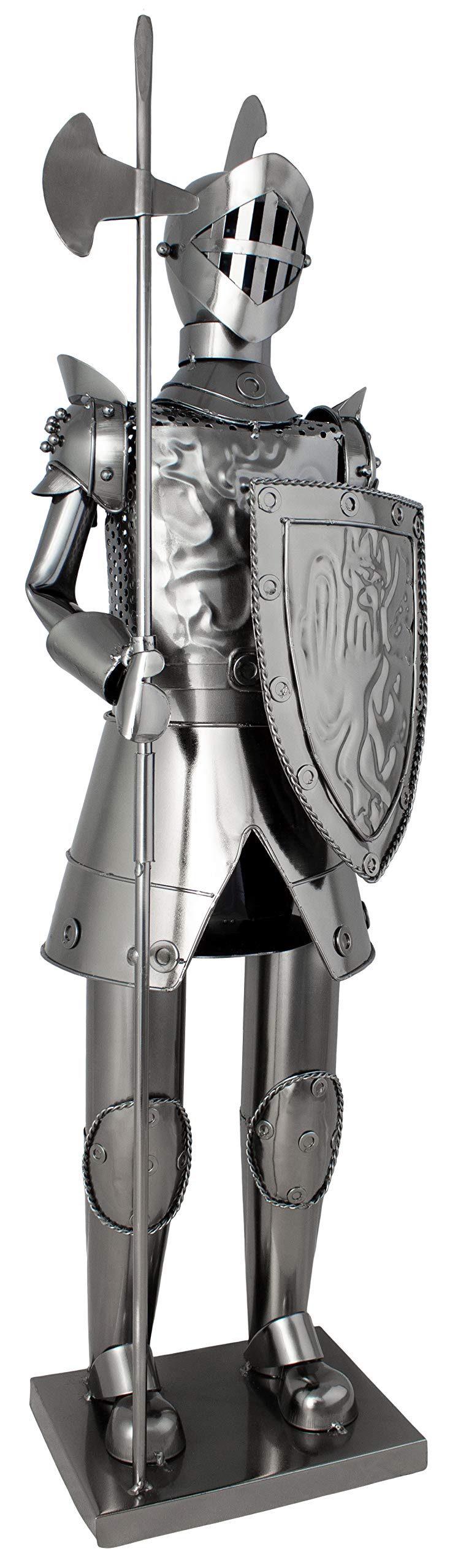 BRUBAKER Wine Bottle Holder 'Knight' - Table Top Metal Sculpture - with Greeting Card