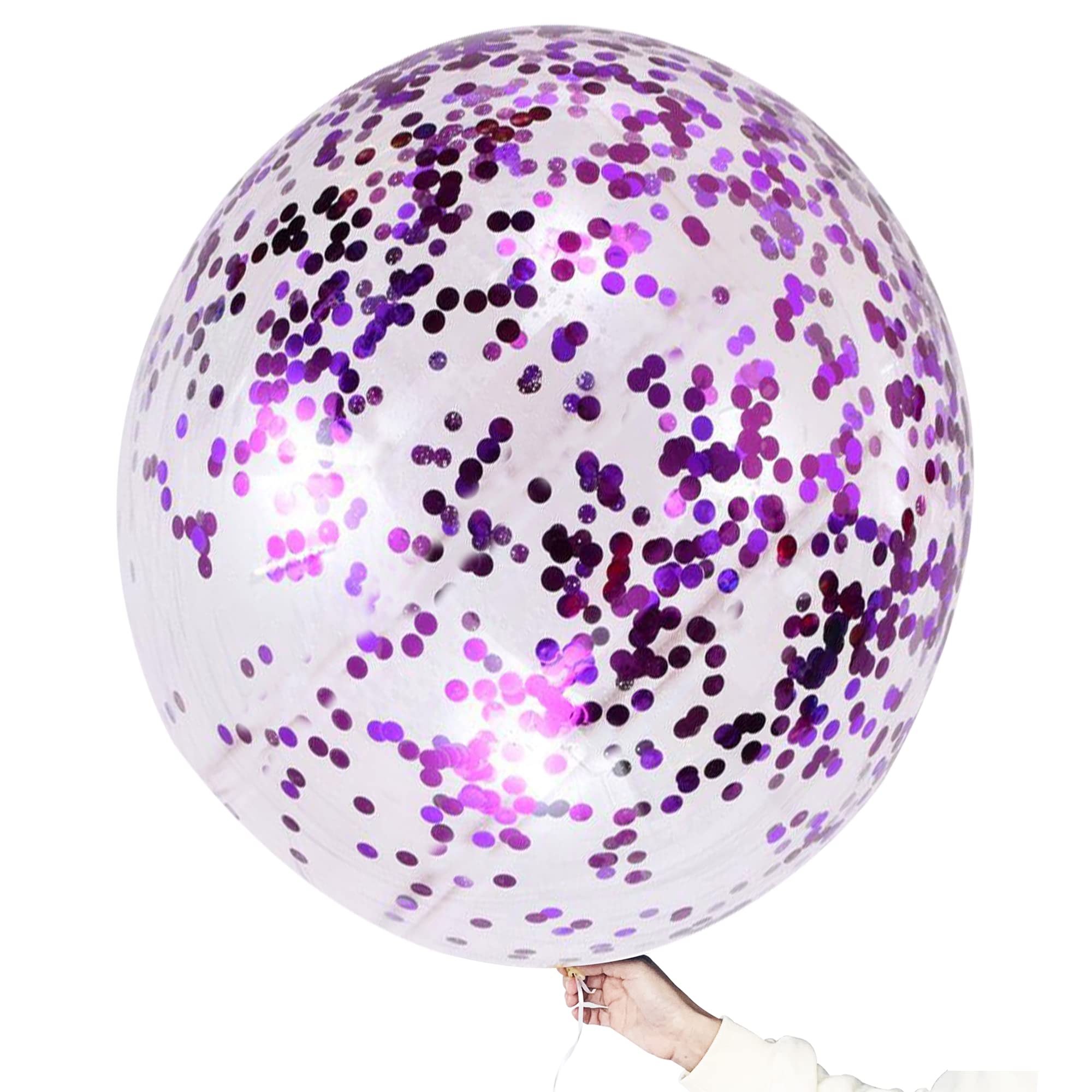 Purple Confetti Balloons, 36 Inch 6 Pcs Jumbo Latex Purple Glitter Confetti Party Balloons for Halloween/Carnival Decoration/Graduation/Anniversary Decoration Supplies
