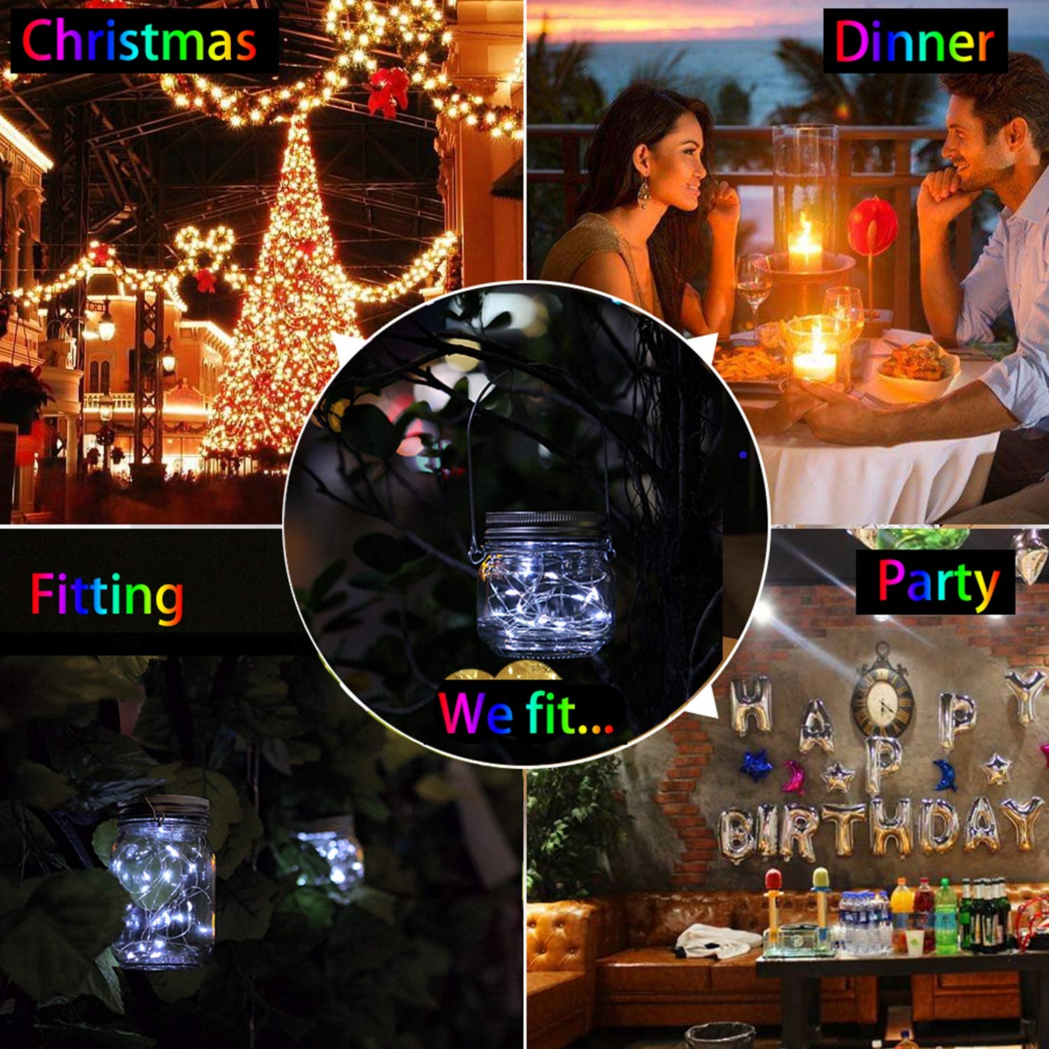 KZOBYD 6 Pack Mason Jar Lid Solar Waterproof Fairy Starry Firefly Lights for Regular Mouth Mason Jar Lantern on Patio Yard Pathway Festivals Home Decor(Jars Not Included)(6, White)
