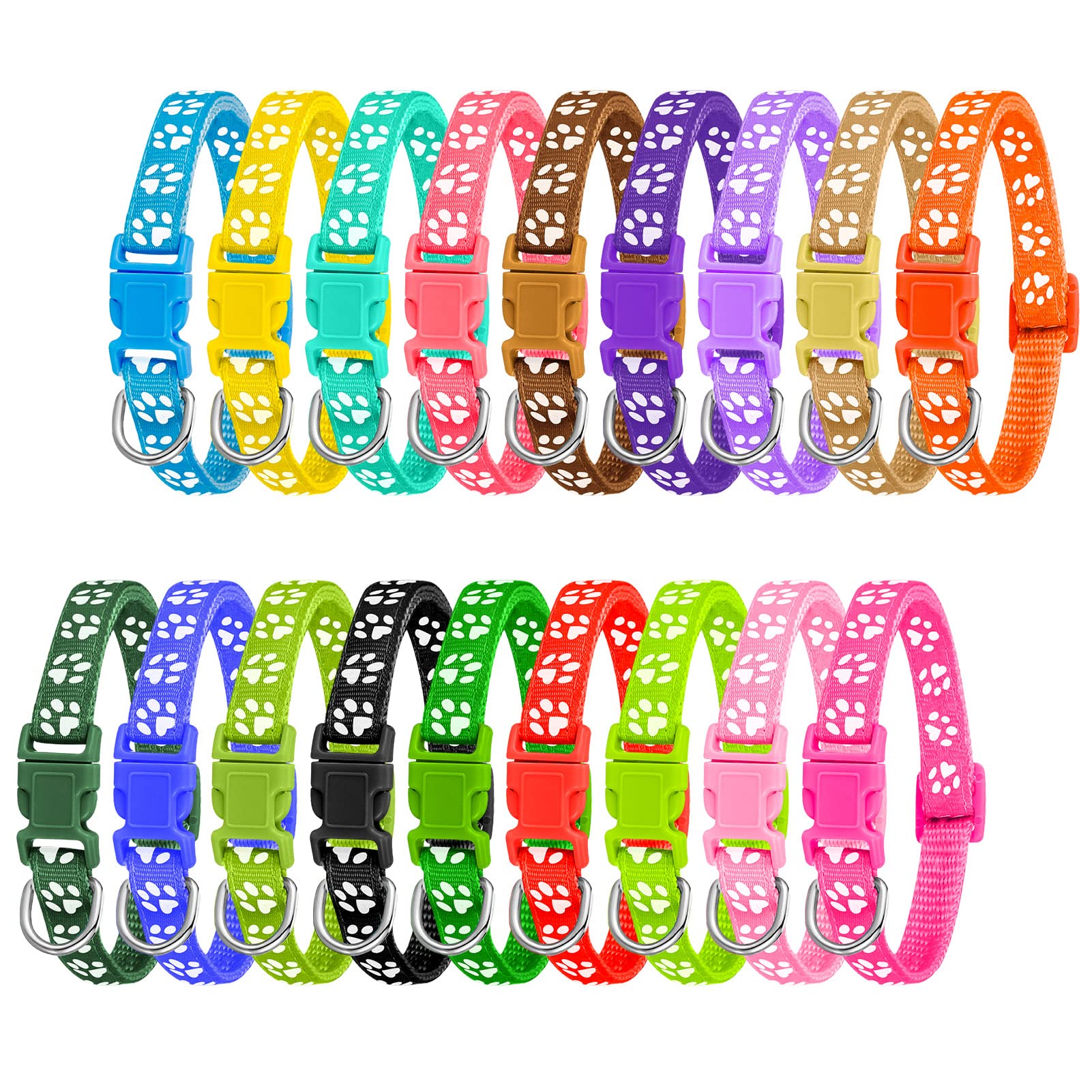 BOUMUSOE 18 Pcs Puppy Collars for Litter Adjustable Puppy Whelping Collars Soft Nylon Puppy ID Collars with Safety Quick Release Buckle for Small Medium Dogs( 17-26cm )