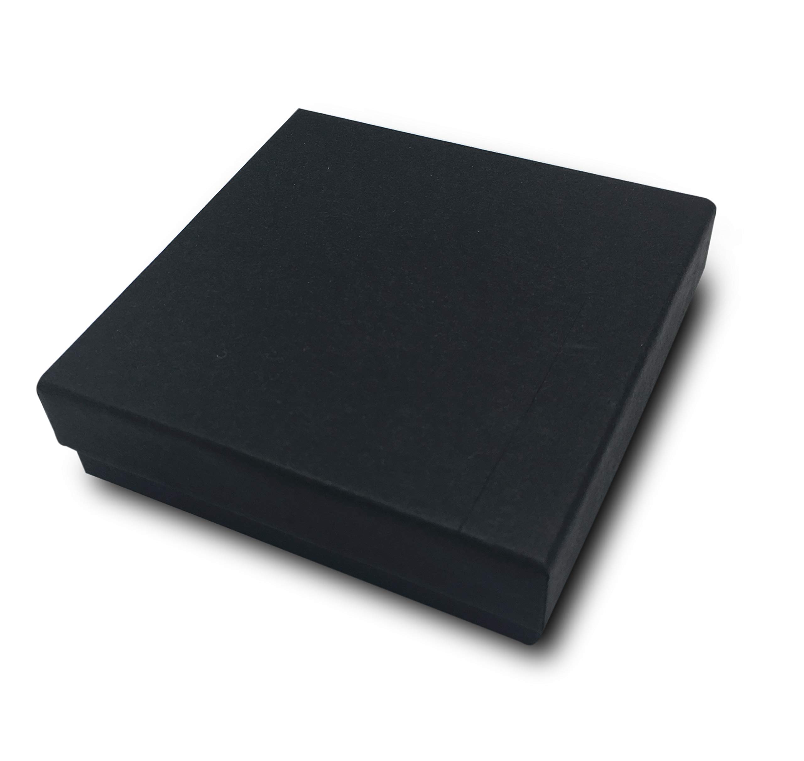 The Display Guys – Cardboard Jewelry Boxes With Cotton – 100 Pack – Matte Black – #33 (3 1/2" x 3 1/2" x 1")