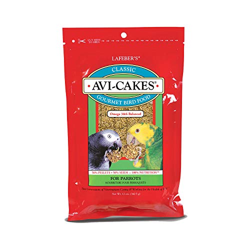 LAFEBER'S Classic Avi-Cakes Pet Bird Food, Made with Non-GMO and Human-Grade Ingredients, for Parrots, 12 oz