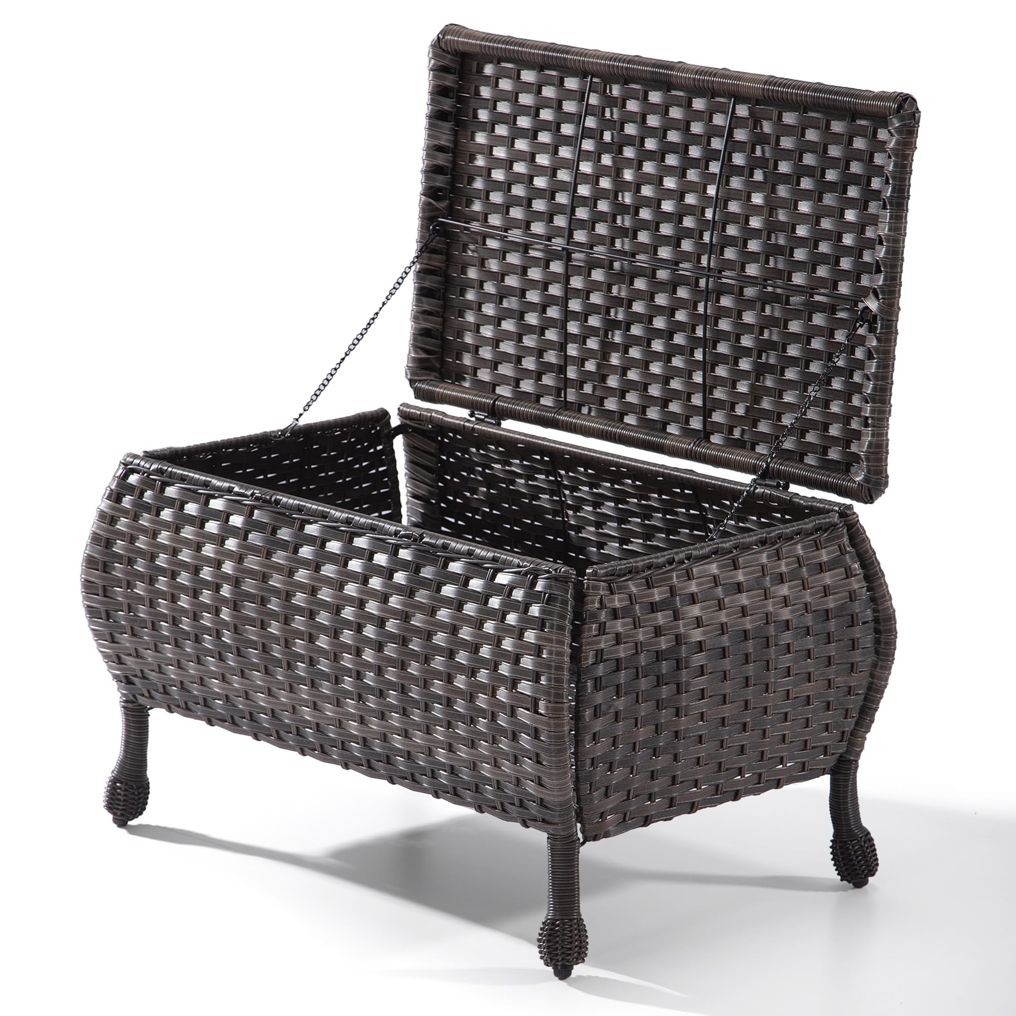 Gardenbee Outdoor Storage Table Patio Coffee Table All Weather Wicker Side Table with Storage Room Rattan Furniture for Toys and Garden Tools