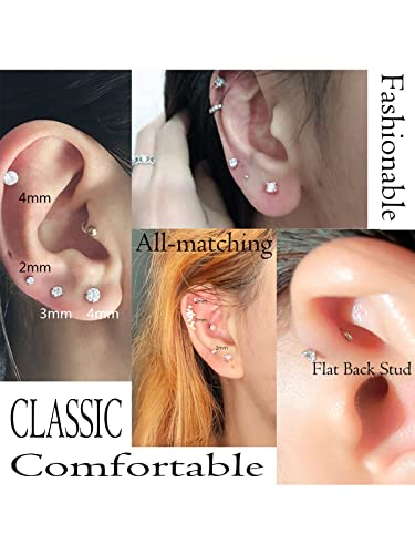 CANDYFANCY 16G Cartilage Earring Set for Women,Stainless Steel Flatback Forward Helix Stud Earrings Tragus Daith Rook Conch Cartilage Piercing Jewelry 10PCS Studs