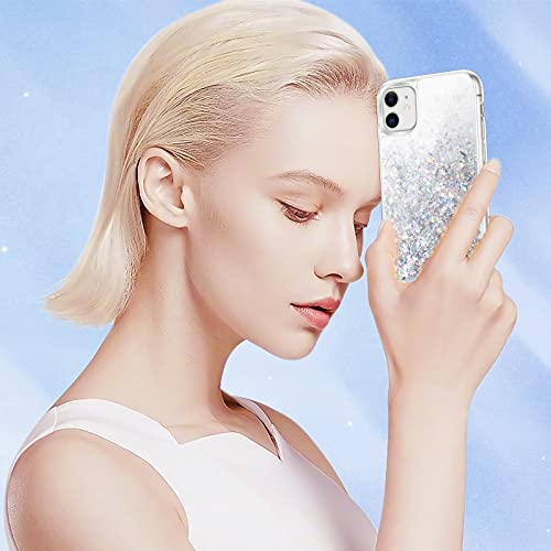 Caka Case for iPhone 11 Glitter Case for Girls Women Liquid Bling Sparkle Luxury Fashion Flowing Floating Shining Glitter Quicksand Soft TPU Clear Cute Phone Case for iPhone 11 (Silver)