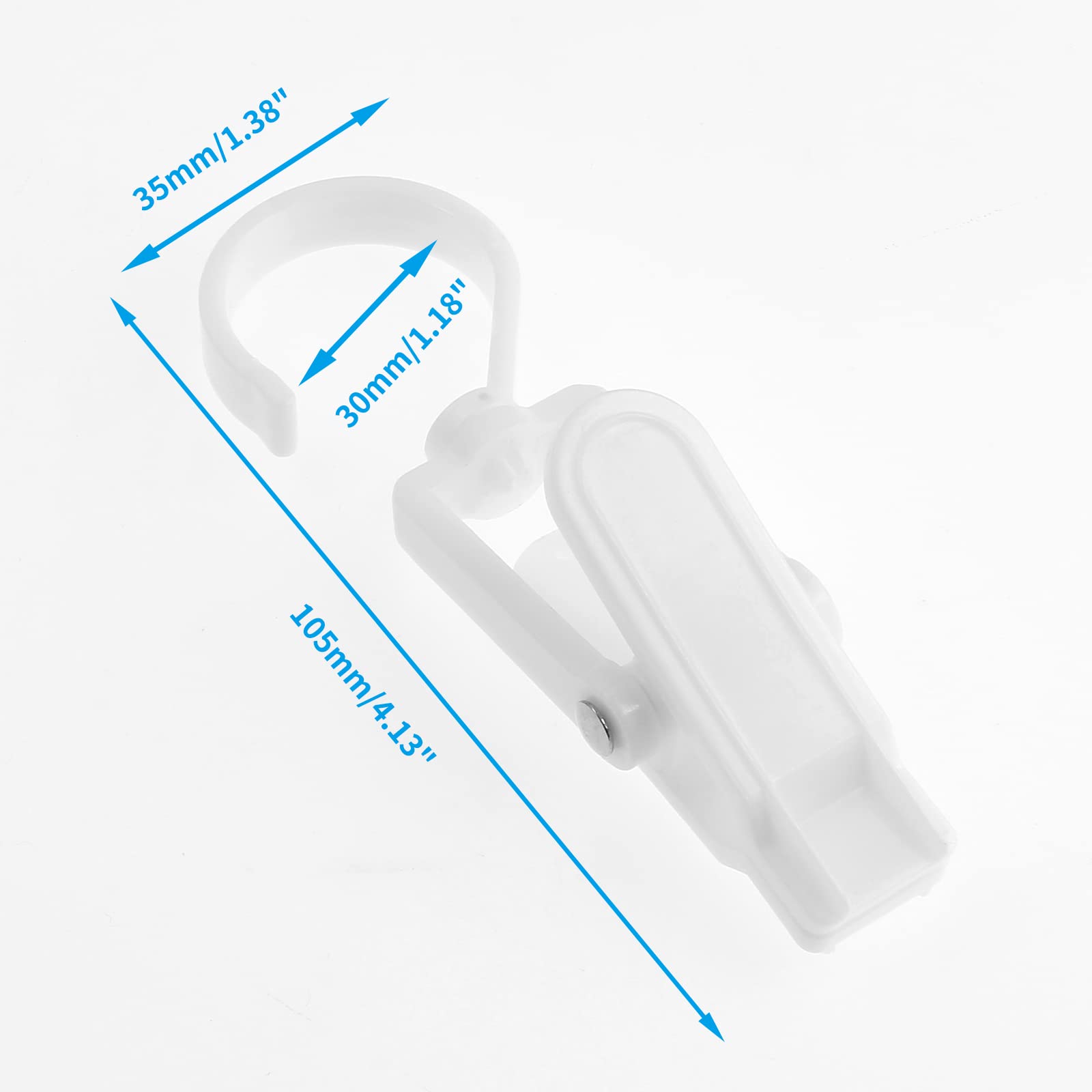 Unlorspy 20PCS Super Strong Plastic Swivel Laundry Clips, Hanging Clothes Pins, 4.13" x 1.38" / 105 x 35 mm Laundry Hooks for Clothes, Hat, Sock & Towel. (White)