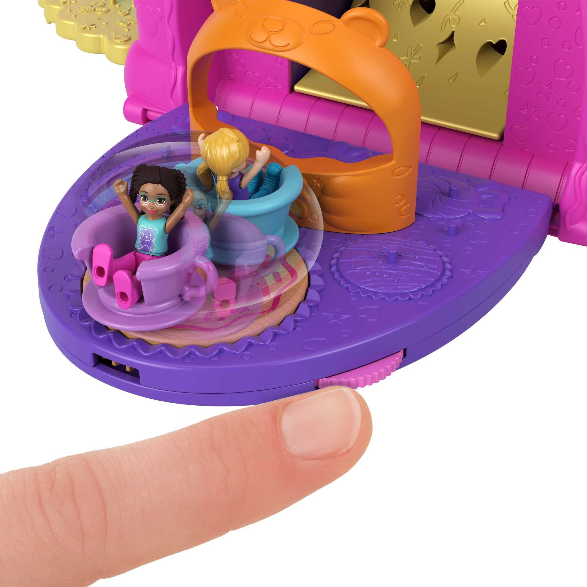 Polly Pocket Travel Toy, Gumball Bear Playset with 2 Micro Dolls & 26 Surprise Accessories, Animal Toy Compact