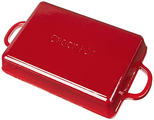 Crock Pot Artisan 13 Inch Enameled Cast Iron Lasagna Pan, Scarlet Red
