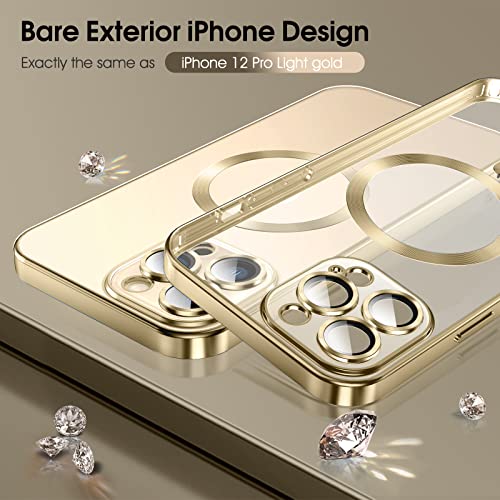 DOSNTO Magnetic Clear for iPhone 12 Pro Case with MagSafe [Integrated Camera Glass] [Original iPhone Exterior] Silicone Cover Slim Thin [Non-Yellowing] Anti-Fingerprint Scratch Wireless Charging
