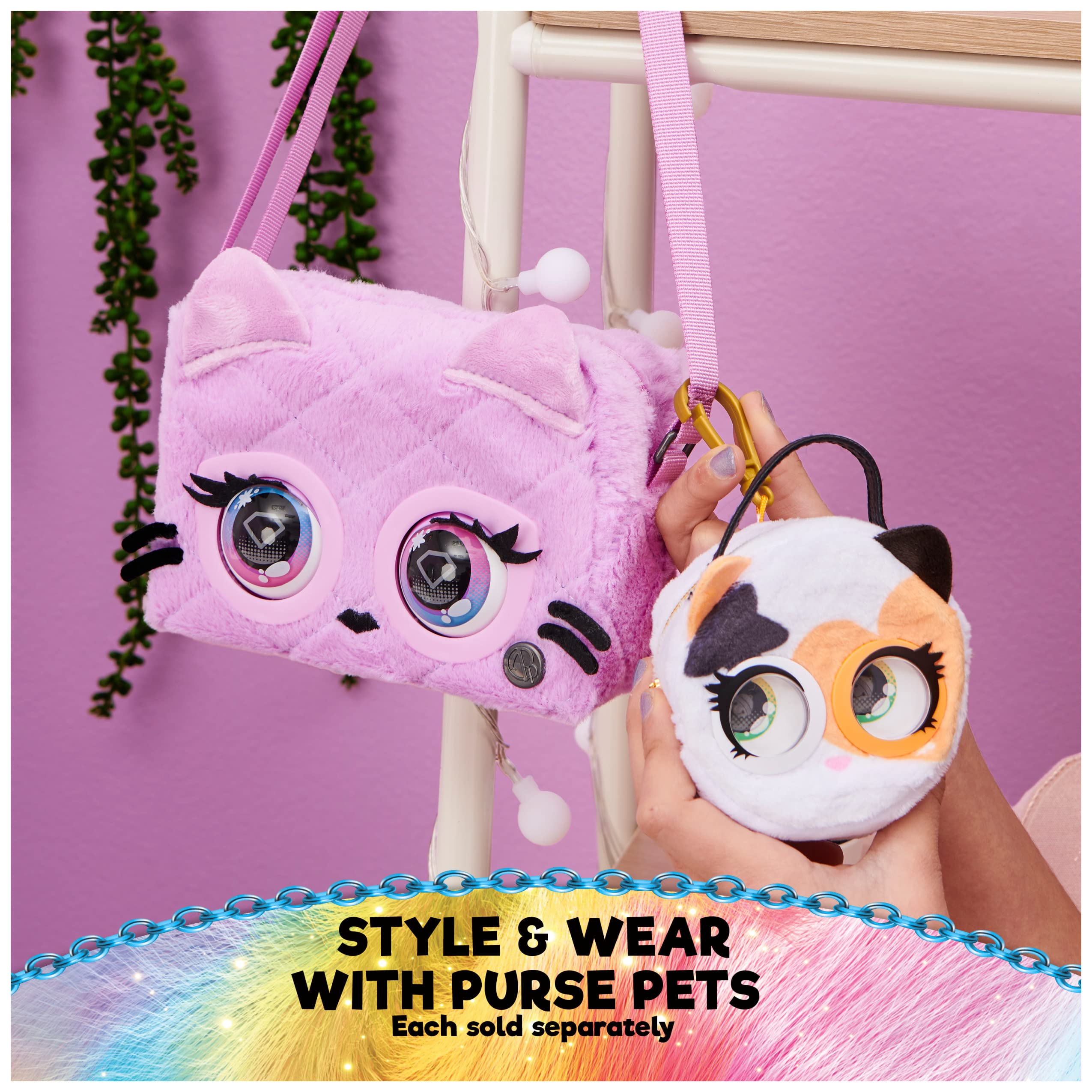 Purse Pets Micros, 24K Kitt-tea Stylish Small Purse with Eye Roll Feature, Kids Toys for Girls Aged 5 and up