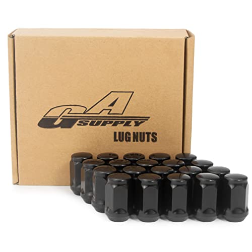 GAsupply Black Lug Nuts, 1/2-20 Closed End Bulge Acorn Lug Nuts 3/4 inch 19mm Hex 1.38 inch Tall 60 Degree Conical Seat