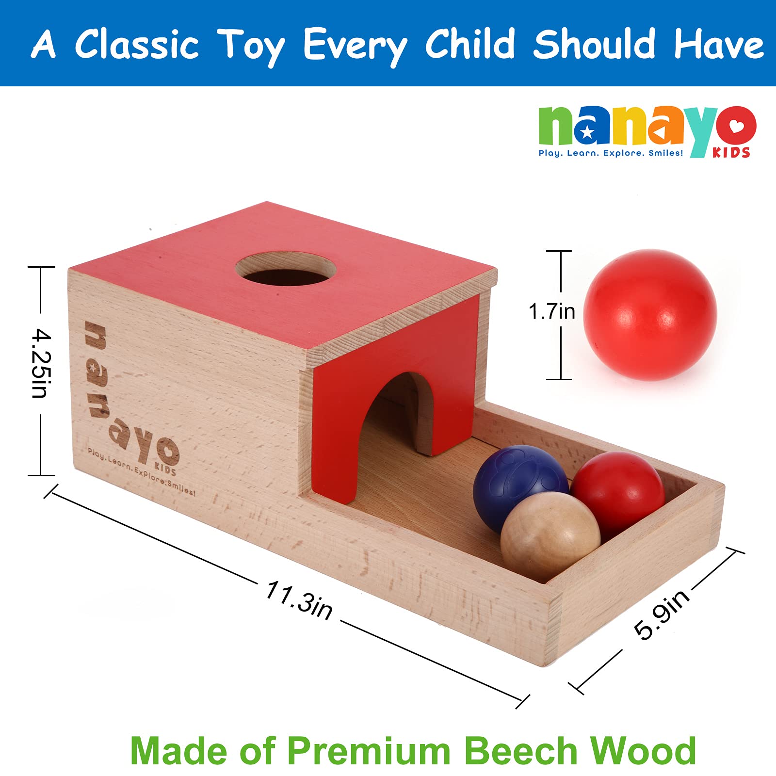 nanayo 4-for-1 Play Kit Includes Object Permanence Box, Montessori Coin Carrot Harvest Game, Matchstick Color Drop Game – Toys for Babies 6-12 Months, 1 Year, 2 Year and 3