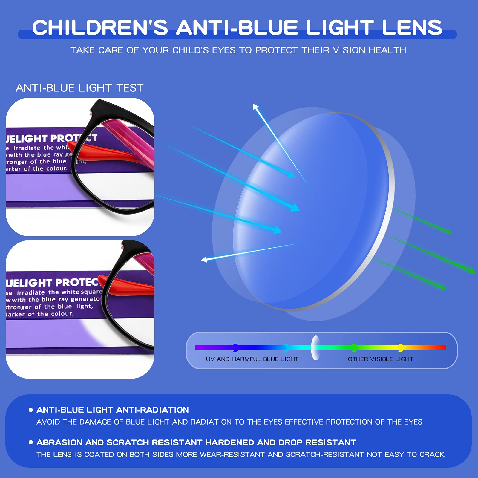 BONCAMOR 5 Pack Blue Light Blocking Glasses Boys Girls Anti Eyestrain Headache and UV Glare Computer Gaming Glasses for Kids Age 3-12