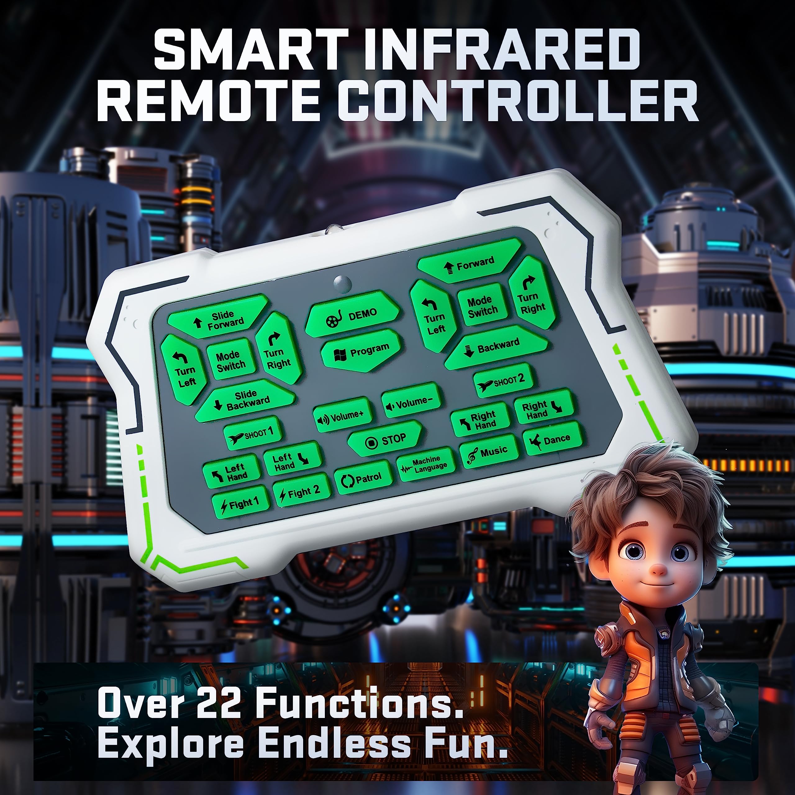 BEZGAR TR300 Robot Toys for Kids - Smart Programmable, Dancing Remote Control Emo Robot with 22 Actions, Supporting 78 Changing Expressions, Ideal Gifts for Kids, 3 4 5 6 7 8 Year Old Boys