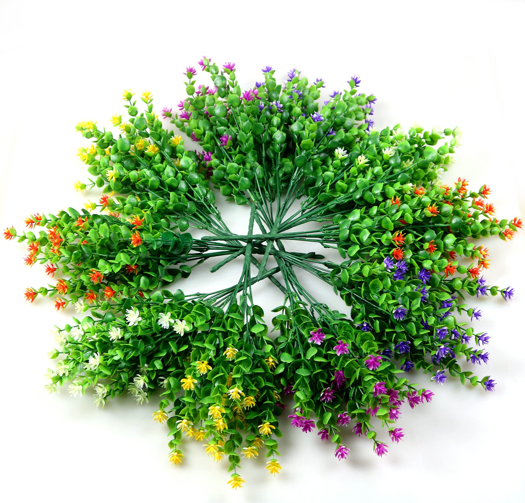 LUCKY SNAIL Artificial Flowers, Fake Outdoor UV Resistant Boxwood Shrubs Plants, Lifelike Plastic Flowers for Indoor Outdoors Home Office Garden Wedding Sidewalk Trim Decor, 4 Pcs(Orange)