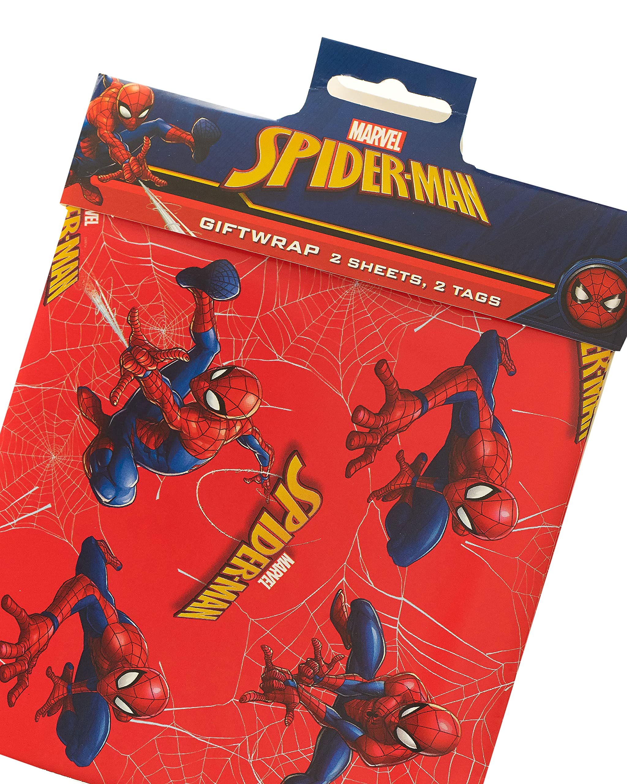 UK Greetings Marvel Spider-Man Gift Wrap Pack Contains 2 Sheets & Tags Wrapping Paper