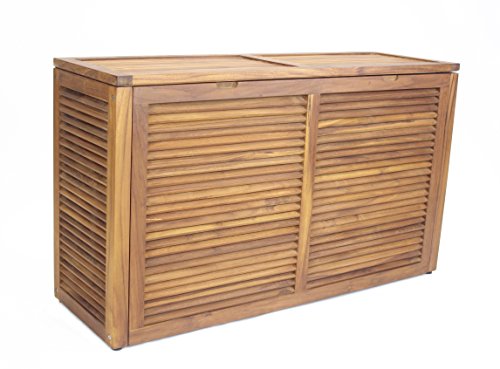 The Original Nila Teak Wall Hugging Louvered Double Hamper