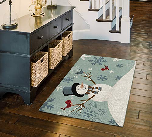 Brumlow MILLS Snowman Songs Holiday Decorative Christmas Celebration Area Rug for Front Door, Entryway, Kitchen or Bedroom Mat, 2'6" x 3'10", Teal