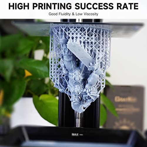 GratKit 8K Rigid Resin, 3D Printer 405nm UV-Curing Photopolymer Resin, High Precision Low Odor 3D Printing Resin - 1000g,Gray