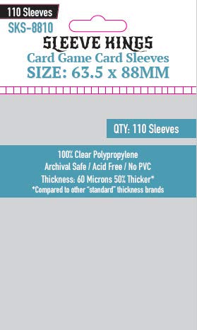 Sleeve Kings Card Game Card Sleeves 63.5 x 88 mm (10x110 Pack, 1100 Sleeves)
