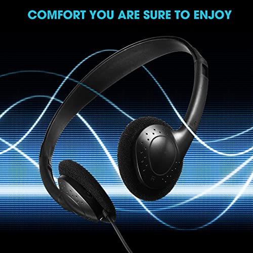 Konohan 30 Pack Headphones Black Adjustable Wire Classroom Headphones Library on Ear Headphones Comfortable School Headphones with 3.5 mm Headphone Plug for Student, Kids, Adults, Travel