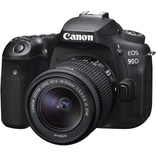Canon EOS 90D DSLR Camera with 18-55mm is STM Zoom Lens & 75-300mm III Lens Bundle + 64GB Memory, Case, Tripod, Extra Battery and More