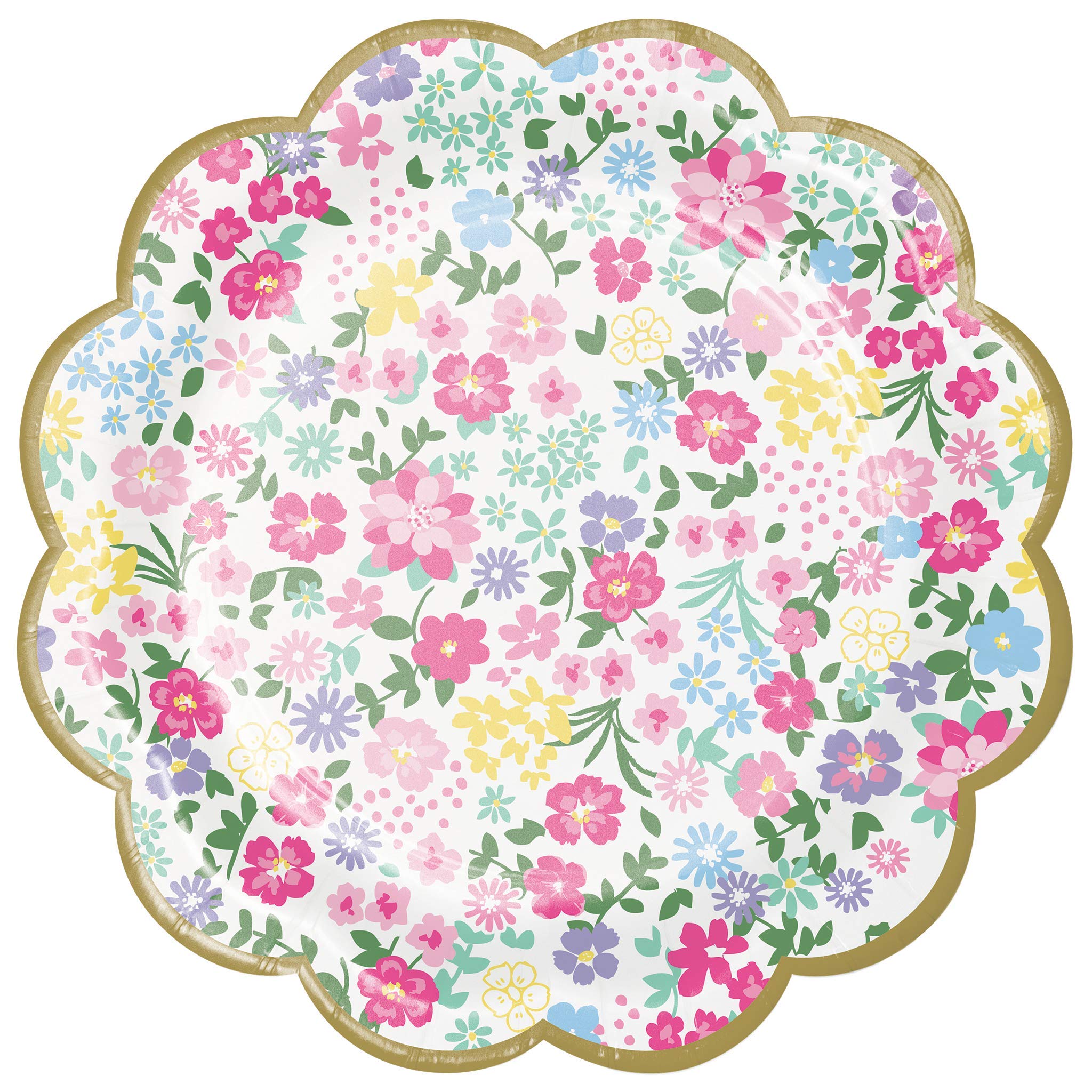 Floral Themed Tea Party Supply Pack Bundle Includes Paper Dessert Plates & Napkins for 16 Guests