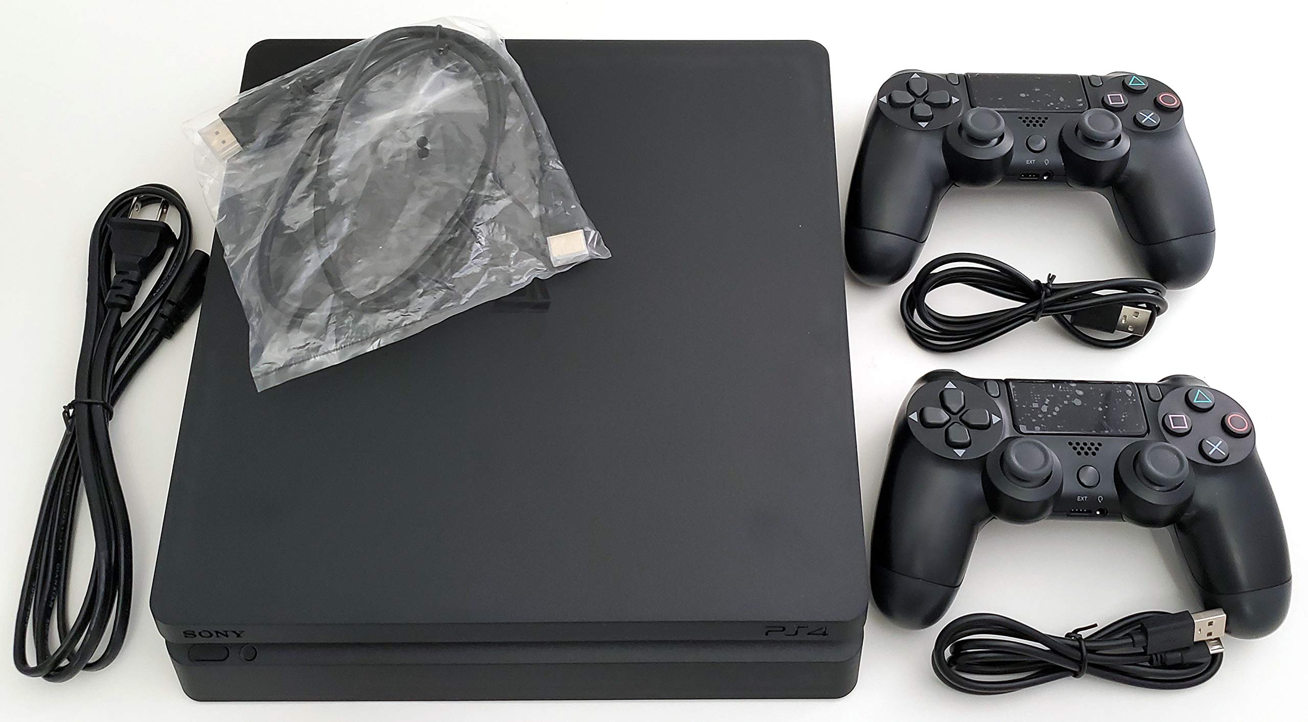 Sony PlayStation 4 1TB System Jet Black Console Bundle with x2 Aftermarket controllers PS4 (Renewed)