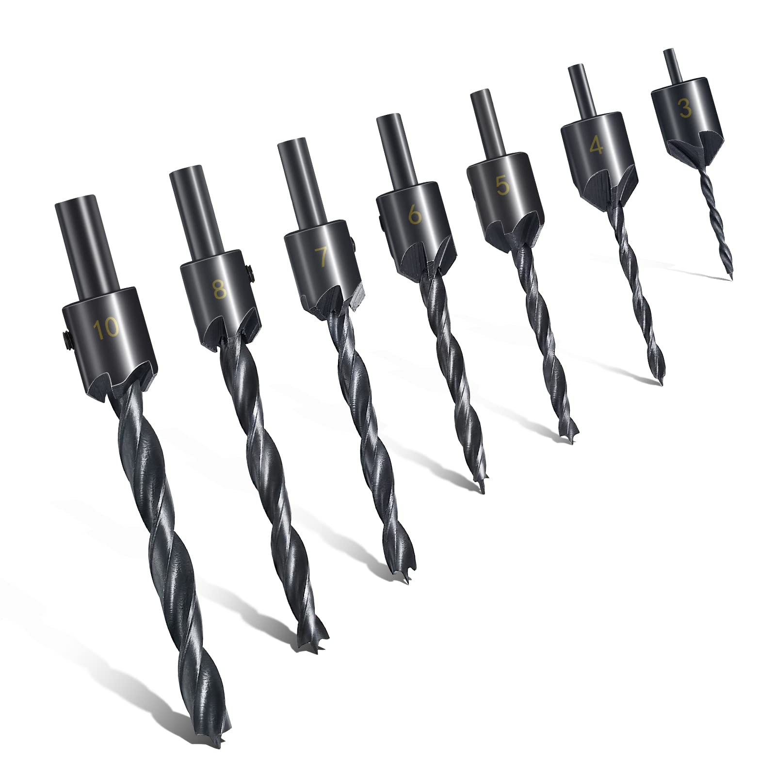 Columpro 7PCS HSS4241 Countersink Drill Bit Set,Wood Drill Bit Set,Wood High Speed Steel, Woodworking Carpentry Reamer,3-10mm,1 Free Hex Key Wrench Attached