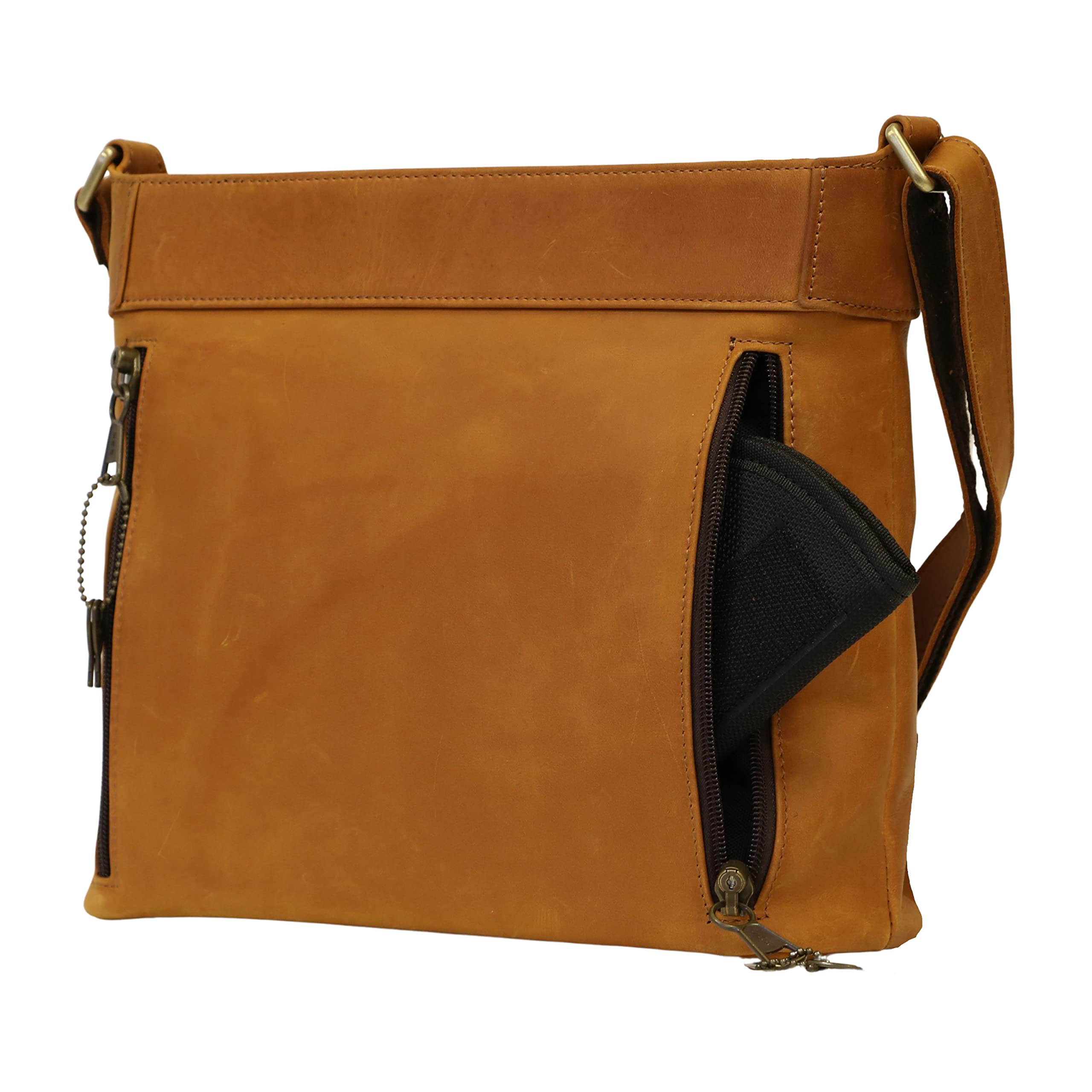 Lady Conceal Concealed Carry Delaney Distressed Leather Crossbody (Distressed Mahogany)