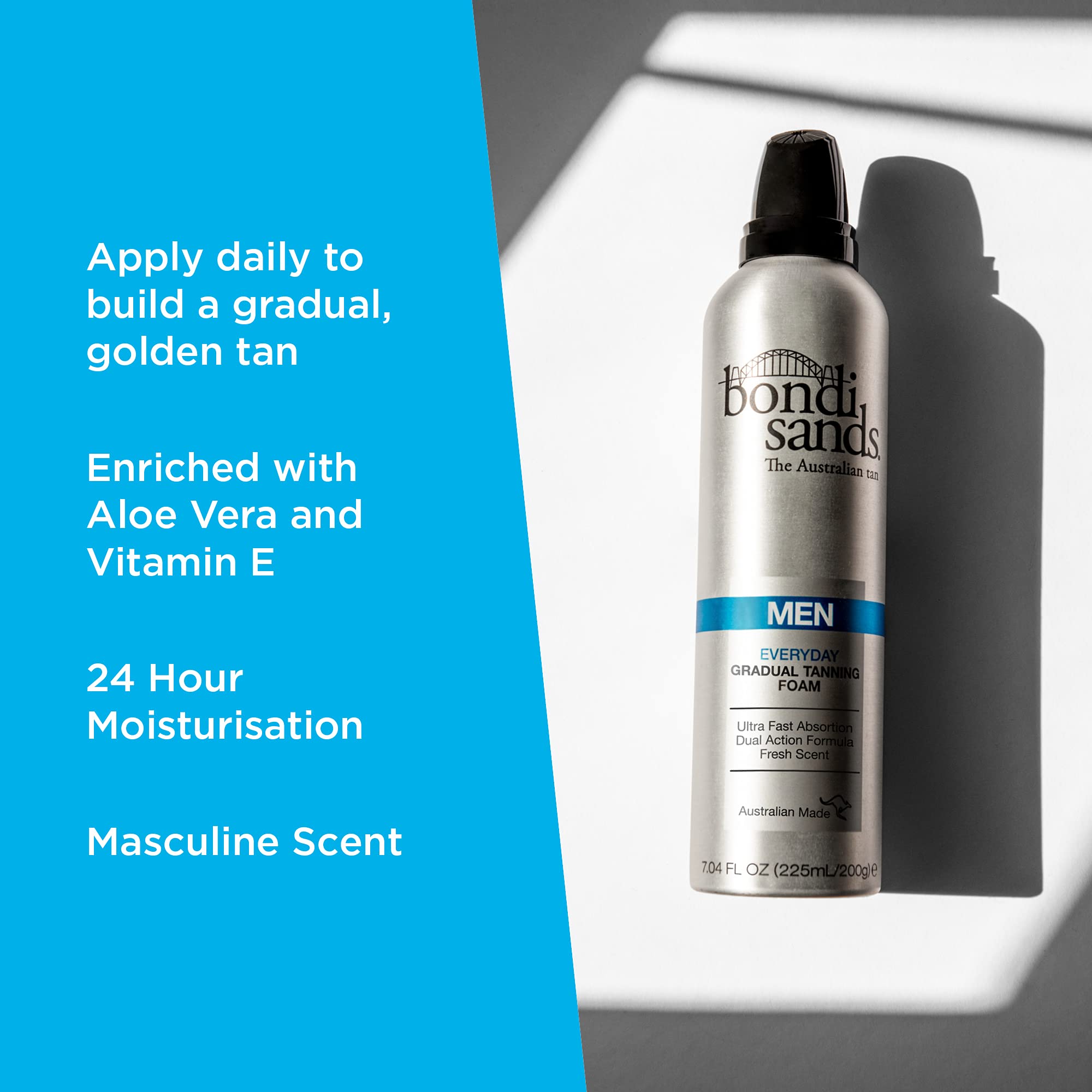 Bondi Sands Men's Everyday Gradual Tanning Foam | Effortless, Lightweight Tanning Foam Gradually Provides Easy Golden Glow | 7.04 oz/225 mL