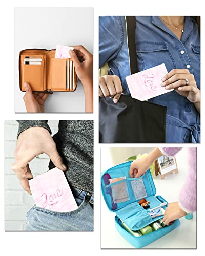 Carosoffe Valentine's Day Small Compact Mirror for Purse, Pink Ombre Love Lettering Abstract Art Travel Makeup Mirror for Women Men, Rectangular Handheld Compact Pocket Mirror 4 PCS