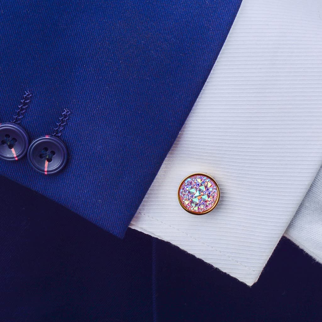 Classic Round Men's Cufflinks Fashion Crystal Wedding Business Shirt Cuff Link Garment Accessories (Color : A, Size : One Size) (A One Size)