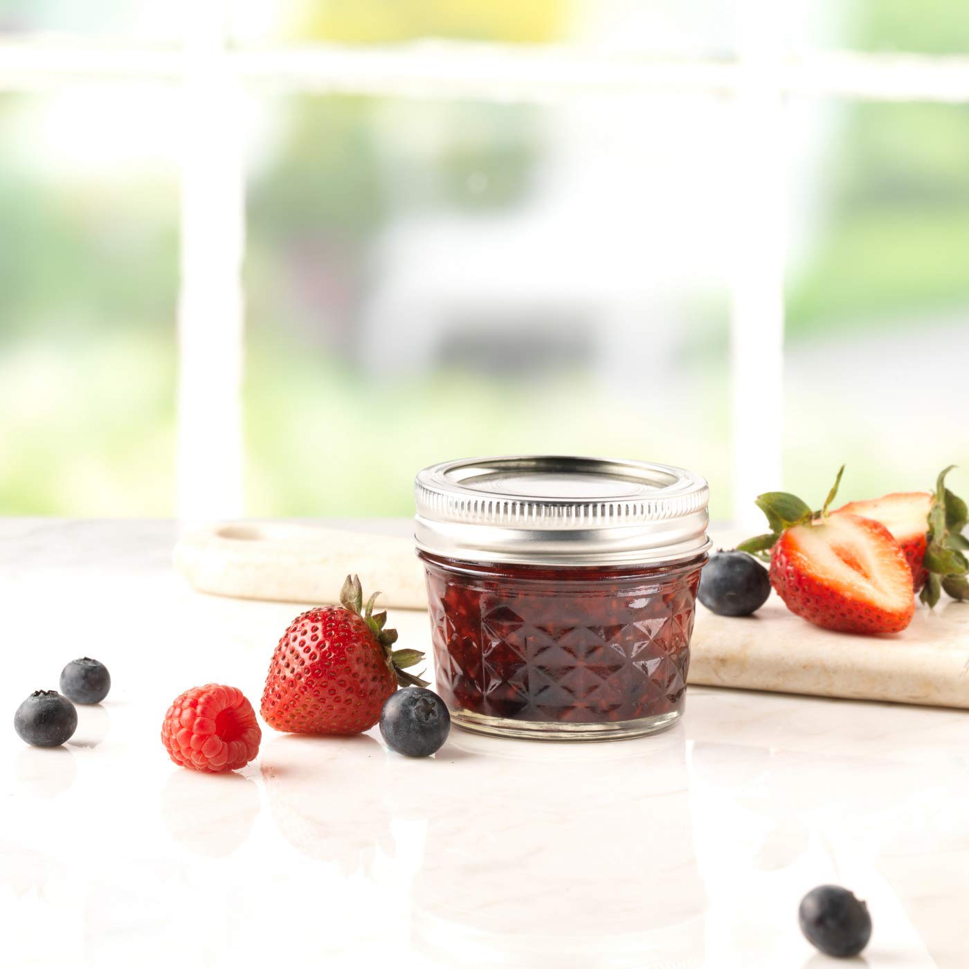 Ball 4-Ounce Quilted Crystal Jelly Regular Mouth Jars with Lids and Bands, Set of 12