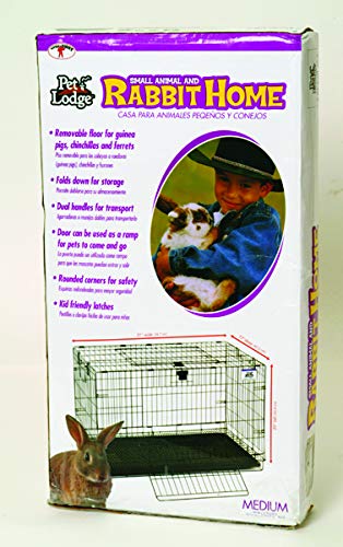 Pet Lodge® Rabbit Cage | Portable Wire Pop-Up Cage | Easy to Clean Pull Out Floors | Indoor Small Animal Cage | Medium
