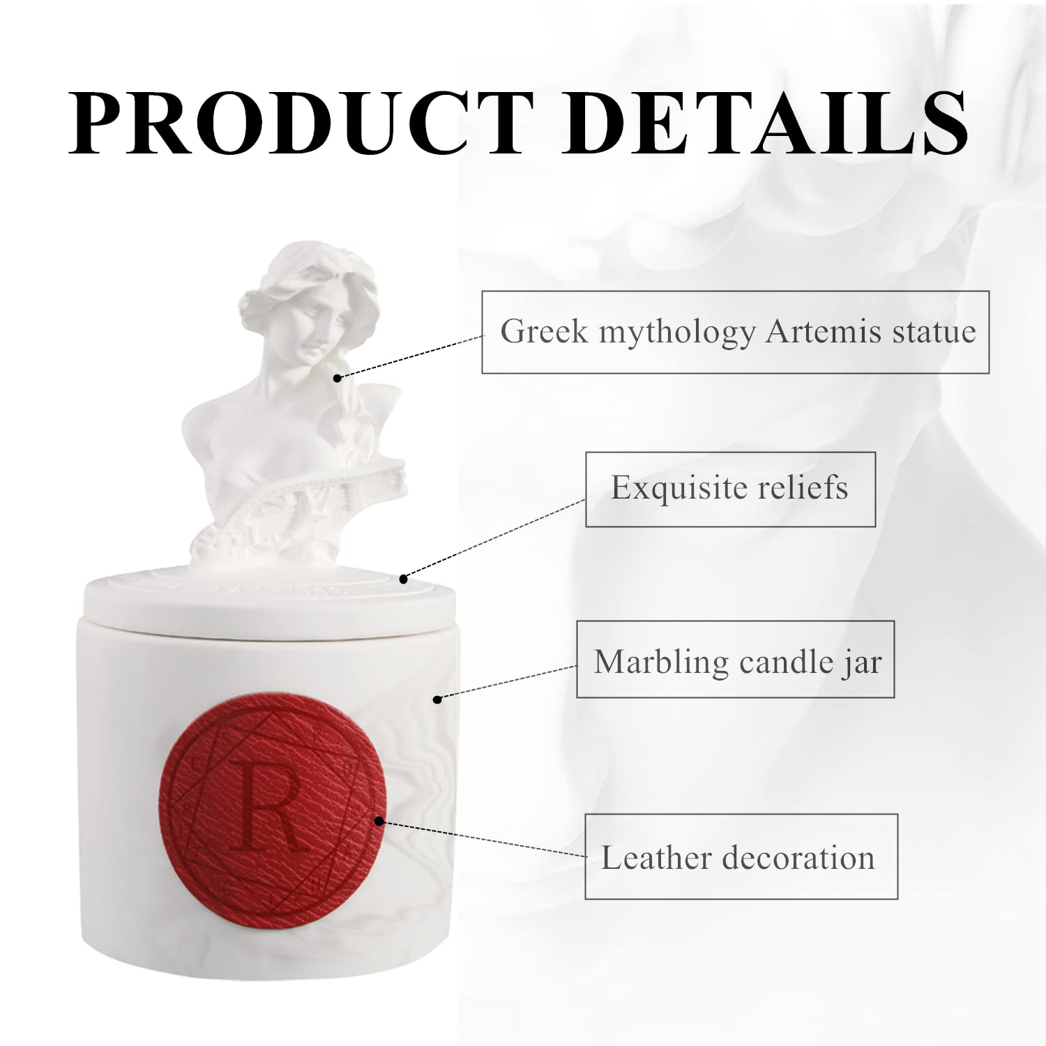 KELANO Monet Garden Scented Candles for Home, 100% Natural Coconut Wax Aromatherapy Candle, Exquisite Sculptures of Greek Mythology Characters with Marbled Jar