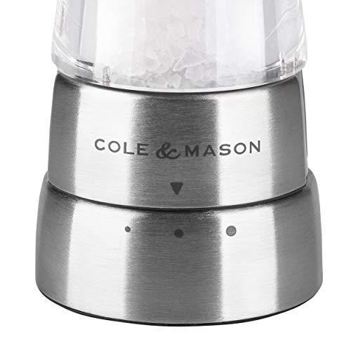 Cole & Mason H59408G Derwent Salt and Pepper Mills | Gourmet Precision+ | Stainless Steel/Acrylic | 190mm | Gift Set | Includes 2 x Salt and Pepper Grinders | Lifetime Mechanism Guarantee