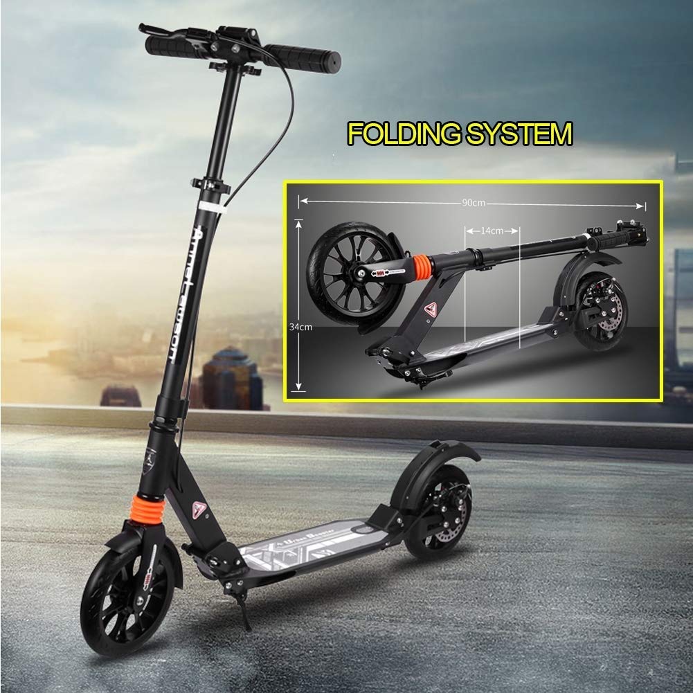 SZNWJ ygqtbc Kick Scooter for Adults, Teens | Foldable, Lightweight w/Wheel Bearings | Height-Adjustable, Max Load (Color : White)