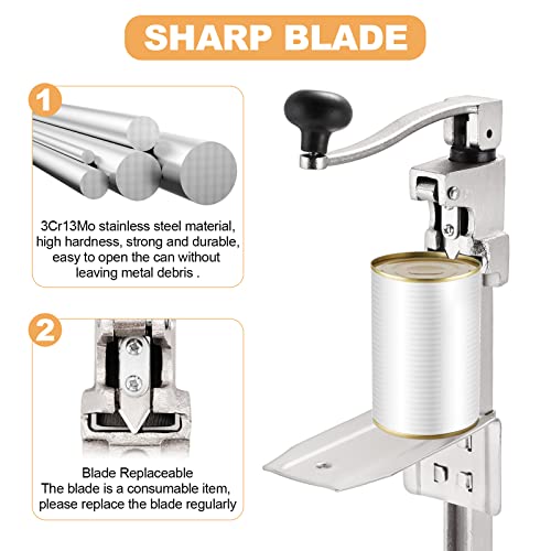 Commercial Can Opener Heavy Duty Manual Table Can Opener Industrial Manual Can Opener With Plated Steel Base for Restaurant Large Cans (Medium)