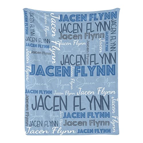 Dr.TOUGH Personalized Blankets for Kids Adults Personalized Name Blanket Custom Blanket with Name Gift for Christmas Birthday Valentines Day (Light Blue, 50β x 60β)
