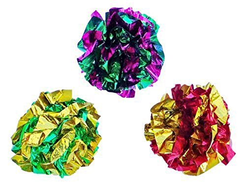 PETFAVORITES Original Mylar Crinkle Balls Cat Toys - 12 Pack