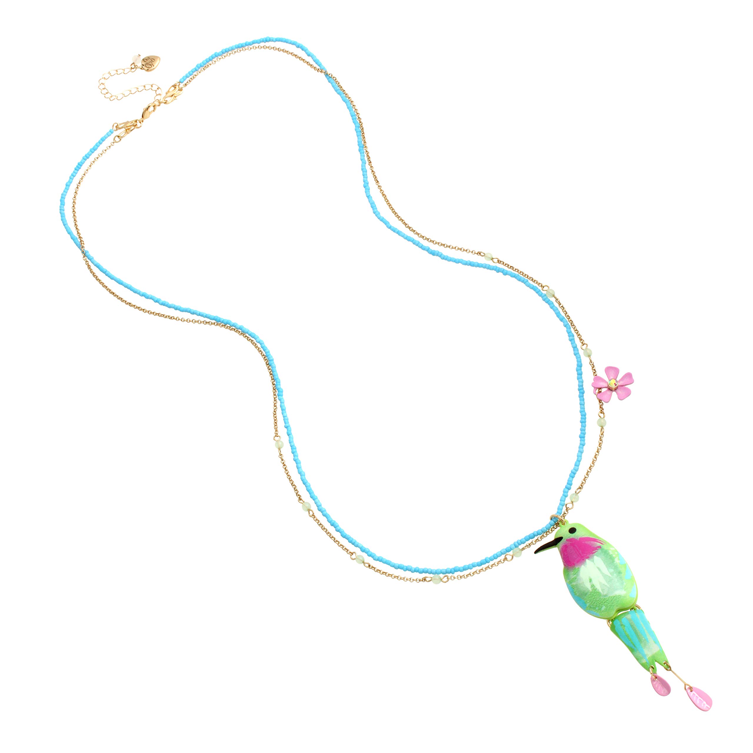 Betsey Johnson Hummingbird Pendant Long Necklace
