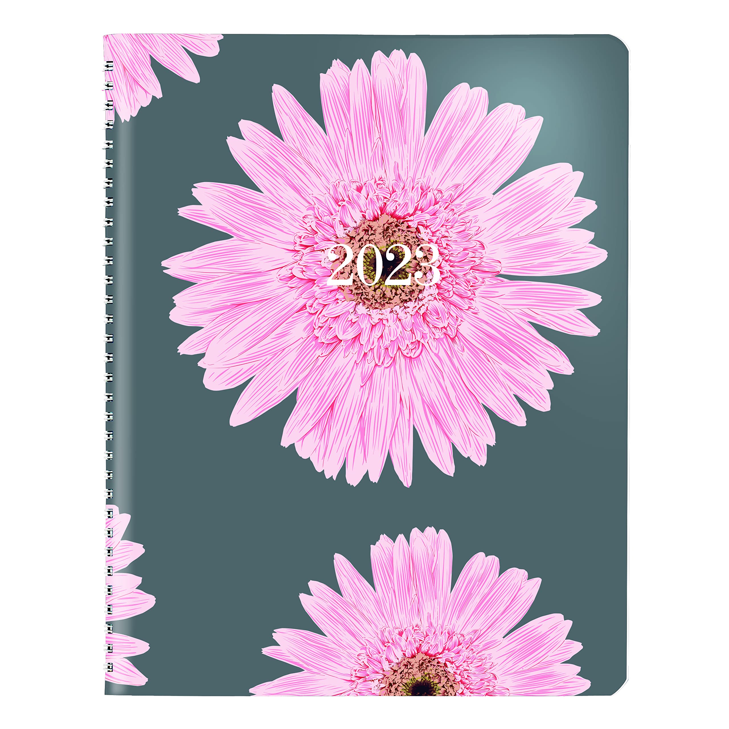 Brownline 2023 Pink Essential Monthly Planner, 14 Months, December 2022 to January 2024, Twin-Wire Binding, 8.875" x 7.125", Pink Daisy (CB1200G.05-23)